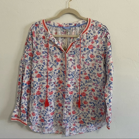 Joules | Tops | Joules Floral Blouse Red Blue White | Poshmark